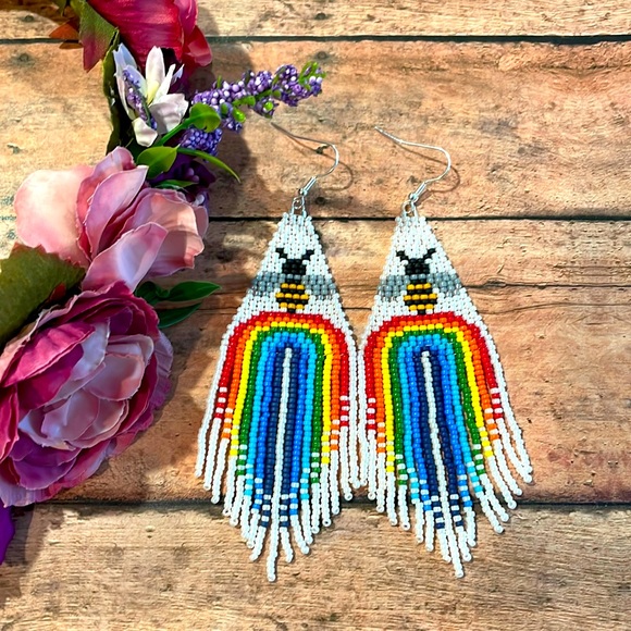 Handmade | Jewelry | Rainbow Bees Beaded Earring | Poshmark
